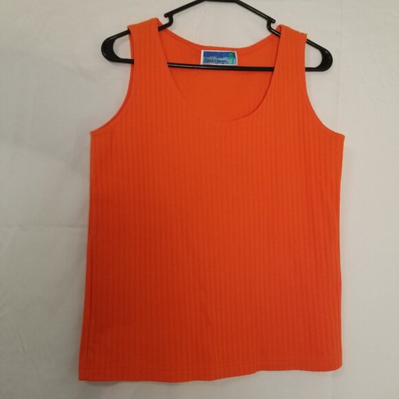 Coastal Images | Tops | Coastal Images Womans Orange Tank Top Sleeveless Ribbed Knit See ...